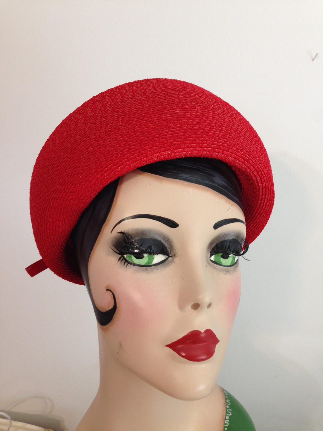 Vintage Lady's Red Straw Pillbox Hat - Etsy
