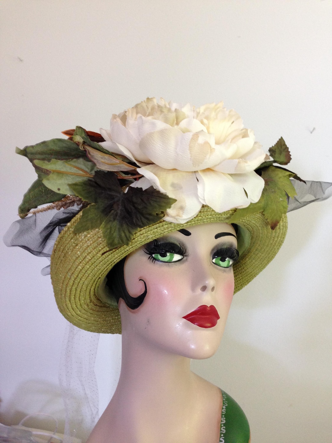 Lady's Vintage Celery Green Straw Summer Hat - Etsy