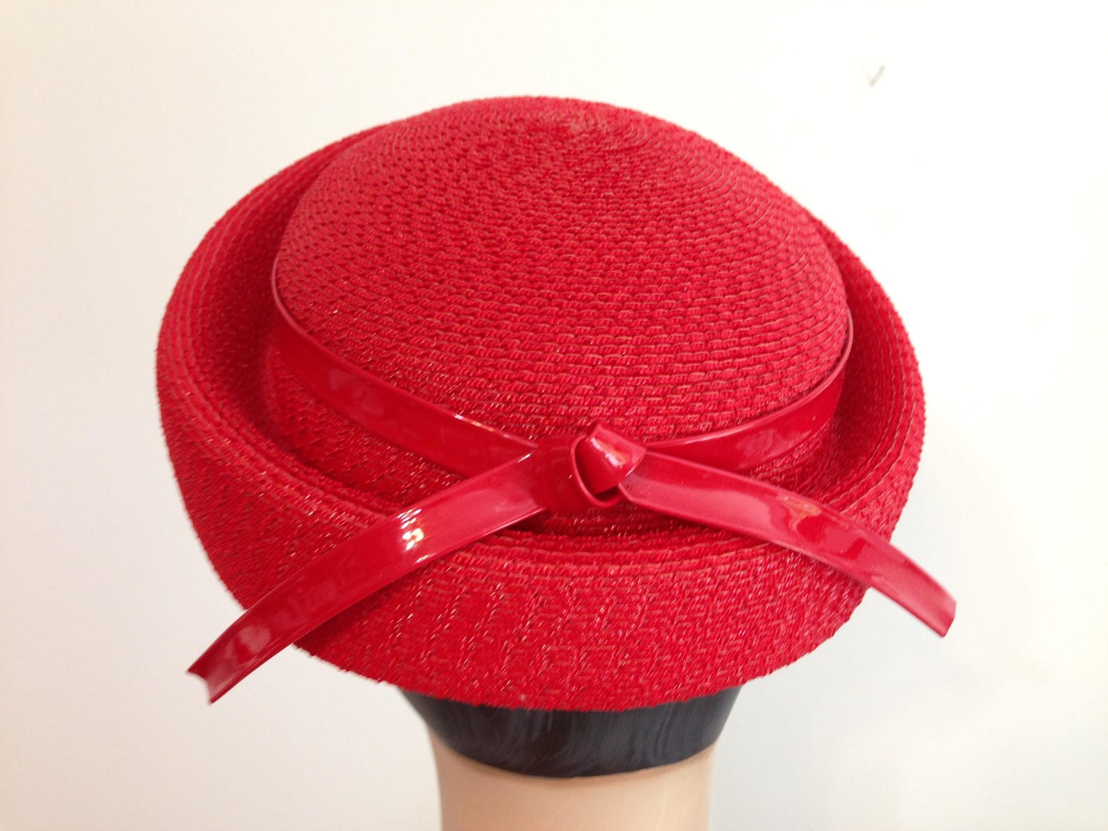 Vintage Lady's Red Straw Pillbox Hat - Etsy