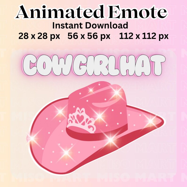 ANIMATED Pink Cowgirl Hat Emote - Etsy