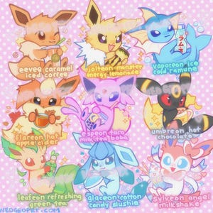 Eeveelutions Drinks Stickers - Etsy