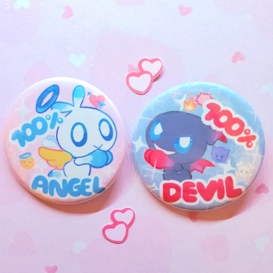Angel Devil Hero Dark Chao Buttons - Etsy