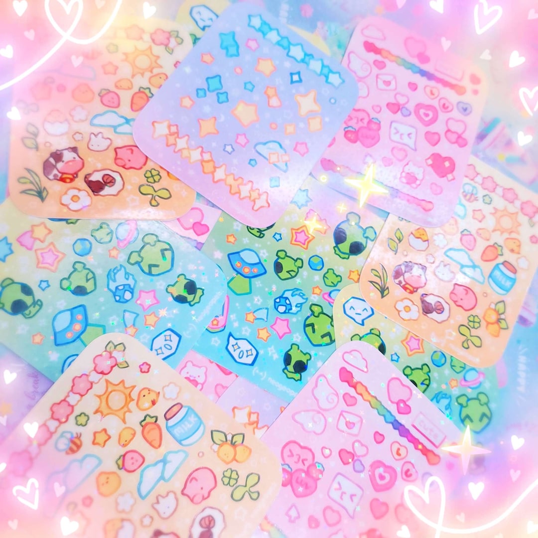 Mini Holographic Deco Sticker Sheets // 4 Kinds // Sparkles / Luvnote ...