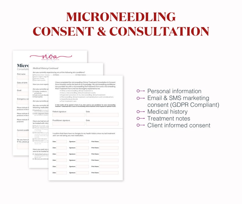 Microneedling Consultation Form - Printable & Ipad, Fully Editable ...