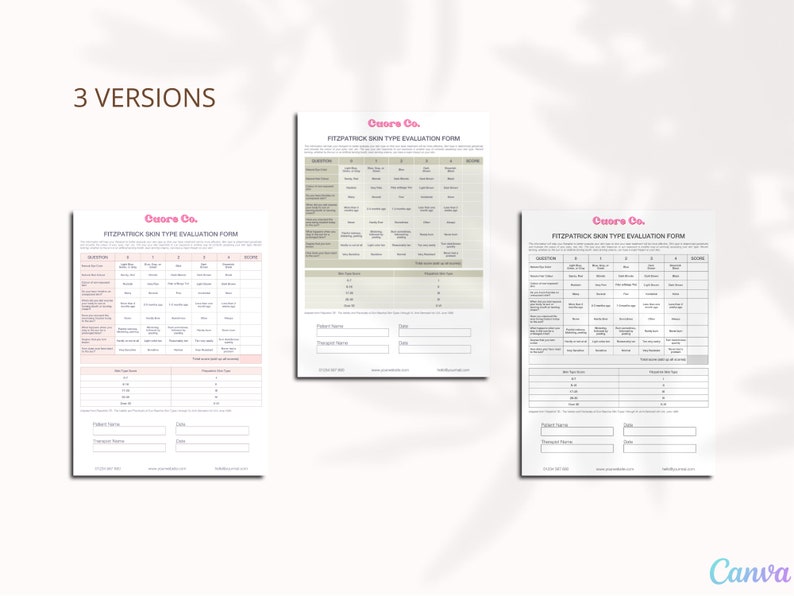 Fitzpatrick Skin Type Evaluation Form. Skin Type Questionnaire. Laser ...