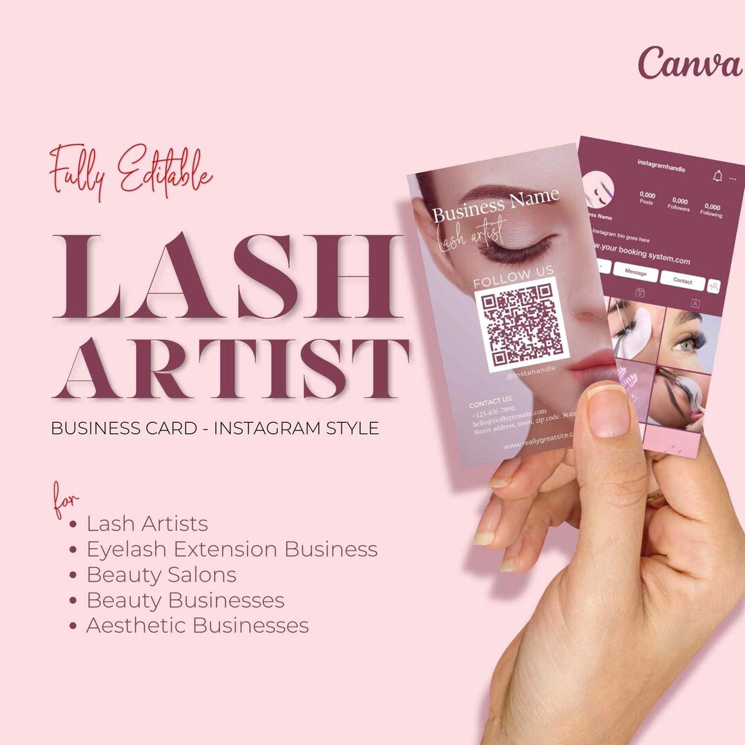 Customisable Lash Artist Business Card Template – Digital Download ...