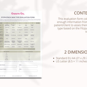 Fitzpatrick Skin Type Evaluation Form. Skin Type Questionnaire. Laser ...