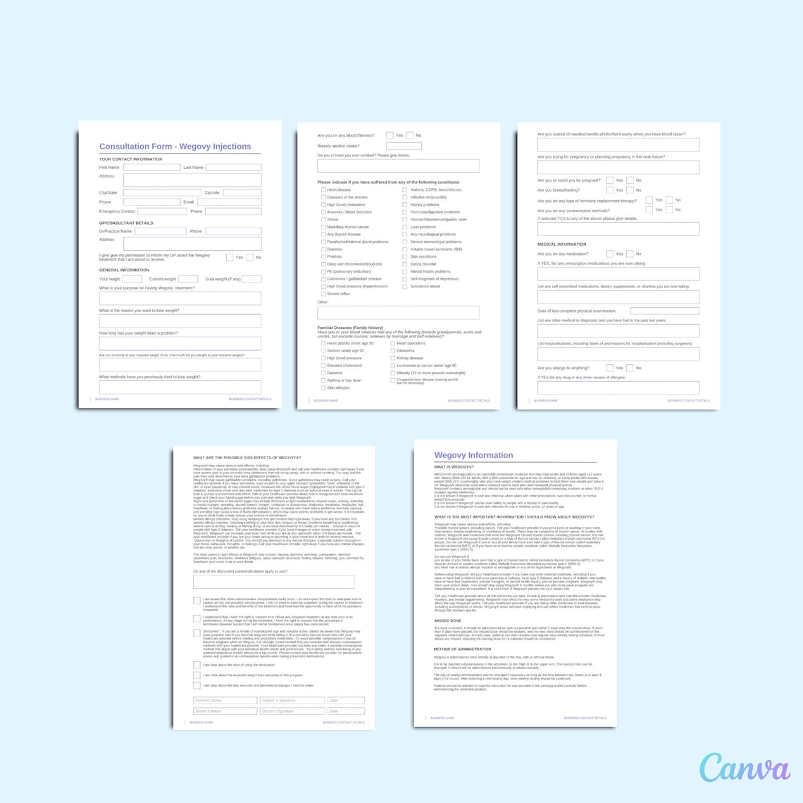 Wegovy Consultation and Consent Forms. Semaglutides Injections. Patient ...