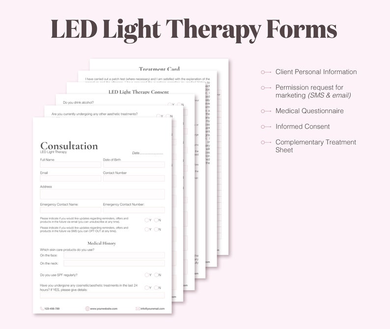 LED Light Therapy Consent Form | Fully Editable | LED Consultation Form ...