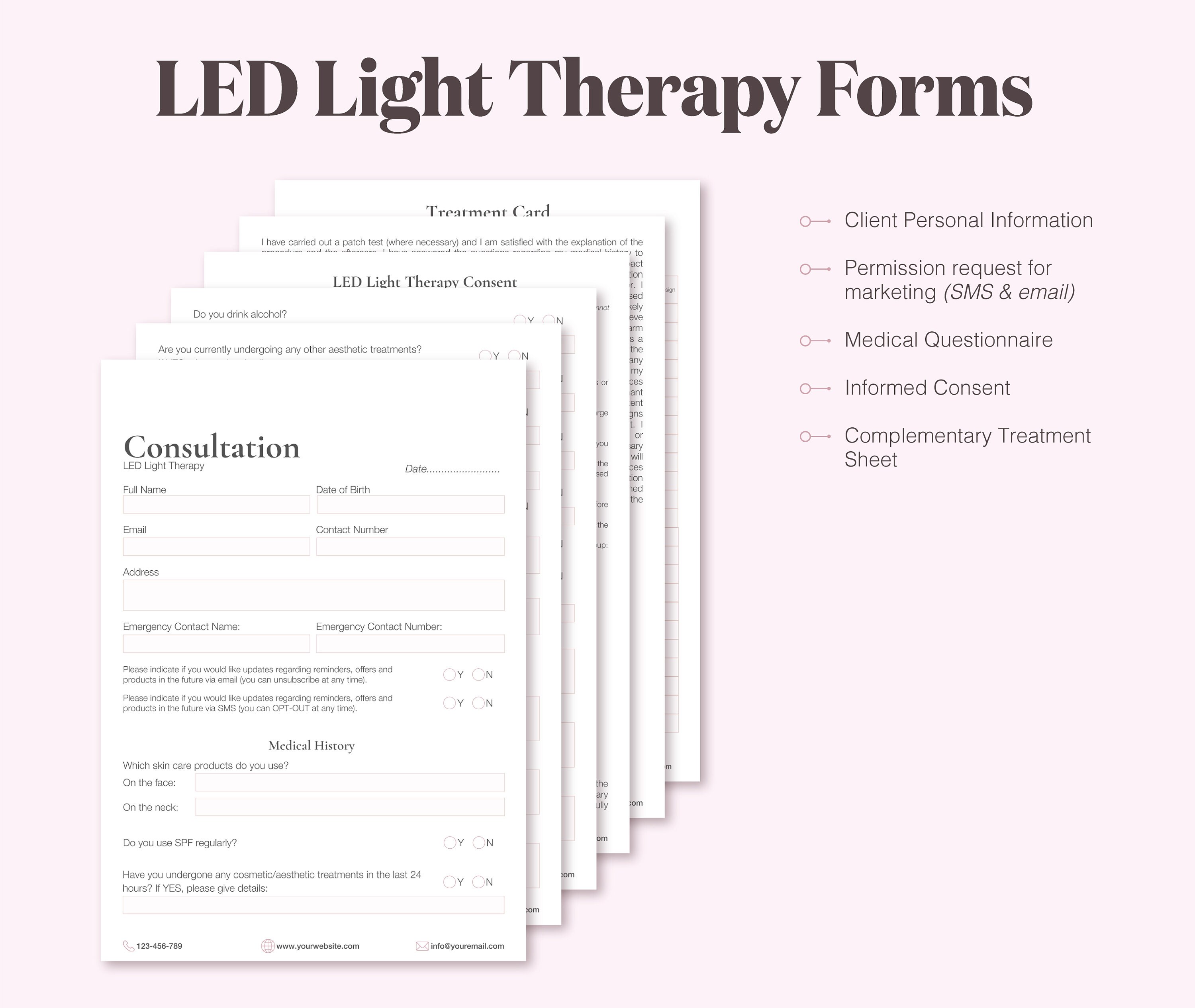 LED Light Therapy Consent Form Fully Editable LED Consultation Form ...