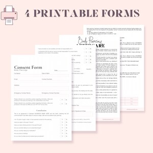 Body Piercing Forms. Informed Consent & Aftercare Advice. Client Intake ...