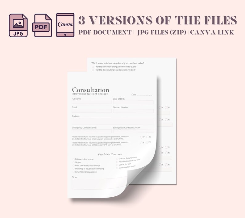IV Nutrition Therapy Consent and Consultation Forms. Iv Drip Forms ...