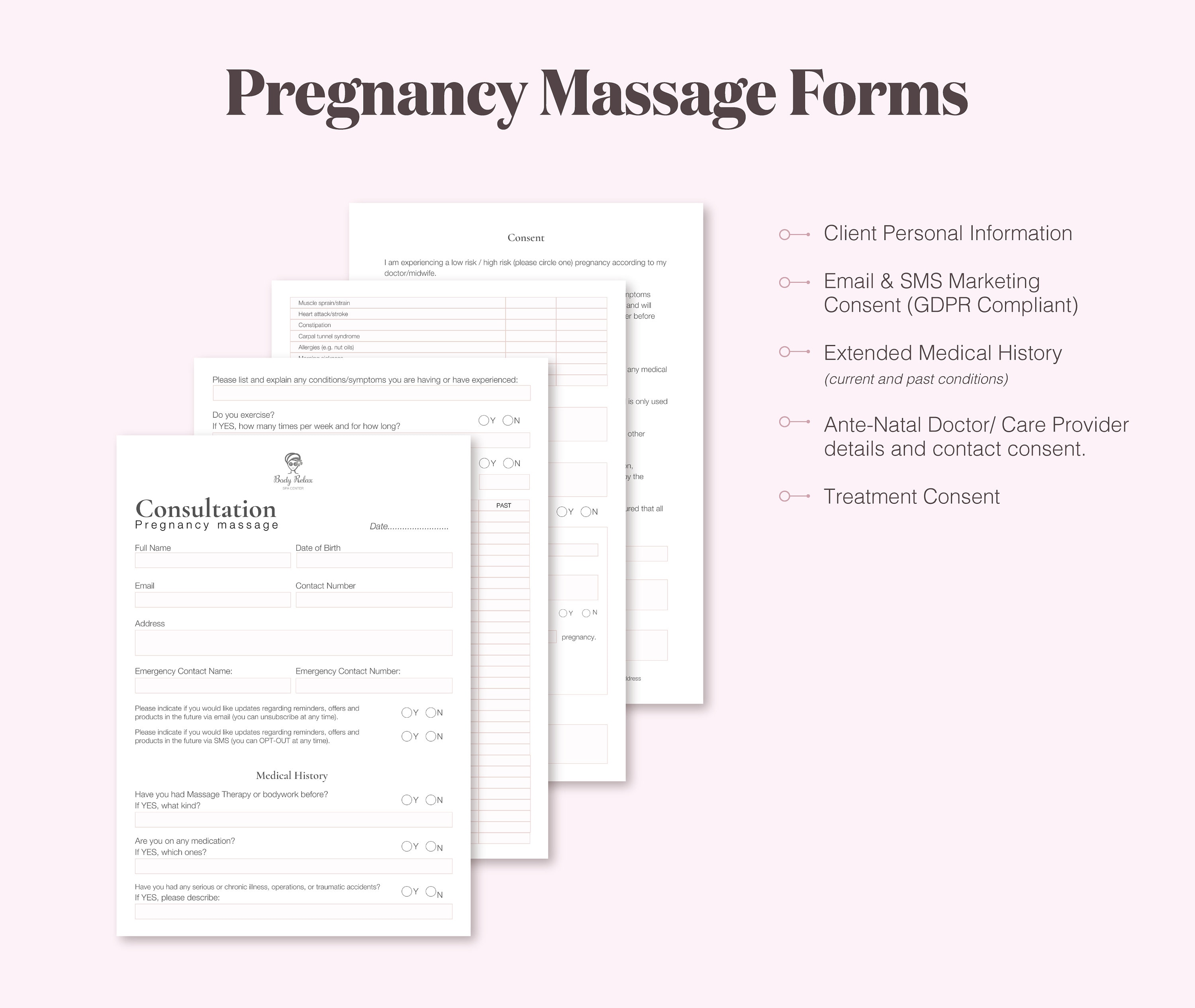Pregnancy Massage Bundle | Pregnancy Massage Consultation Forms | Pre ...