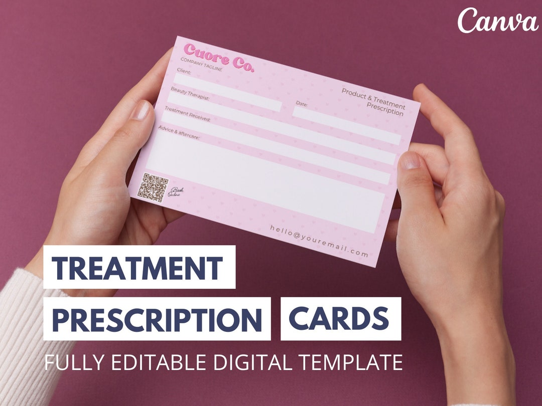 Salon, SPA & Clinic Prescription Card Template. Client Prescription ...