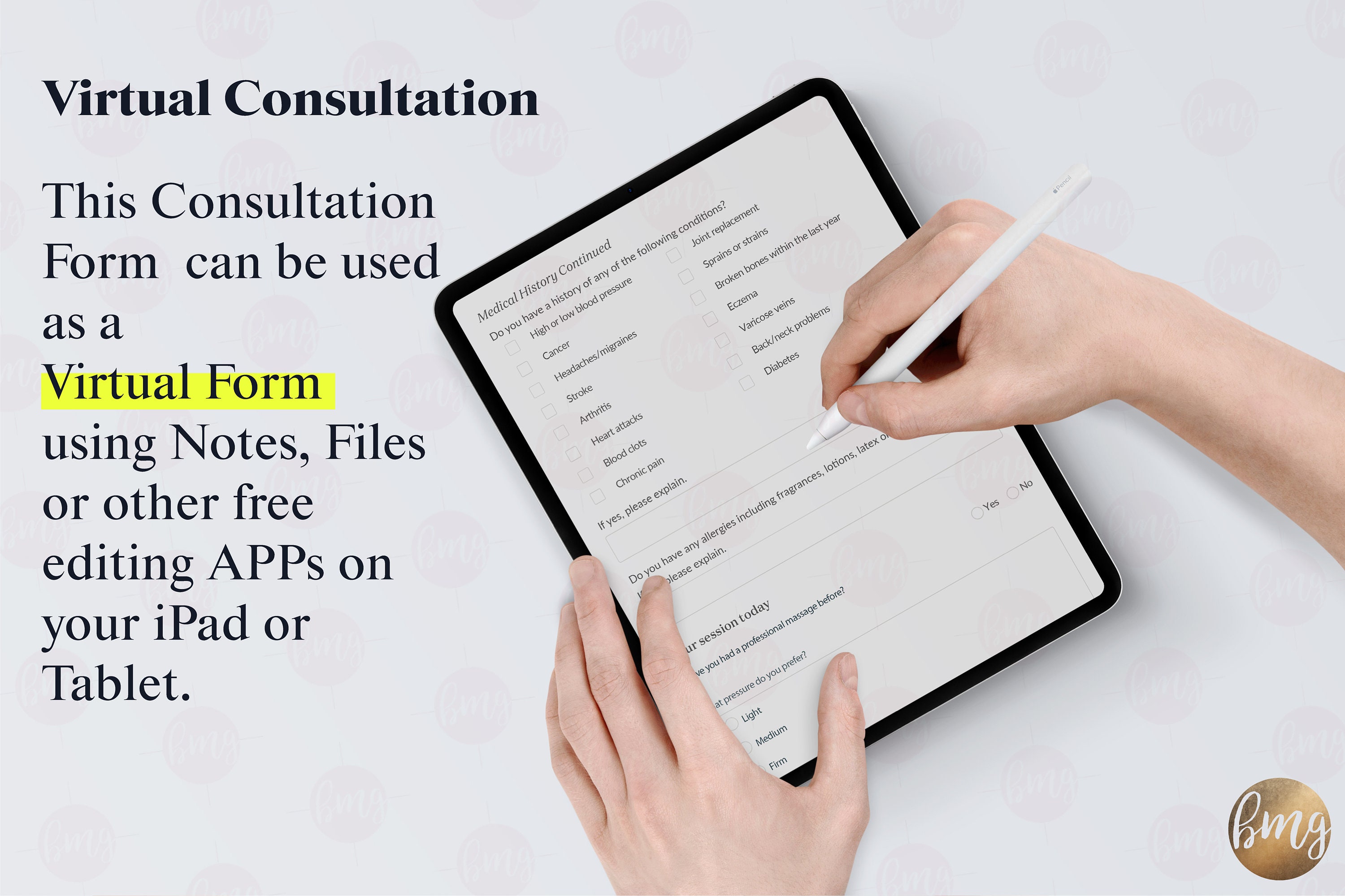 Massage Therapy Client Consultation Form. Hot Stones, Swedish, Head ...