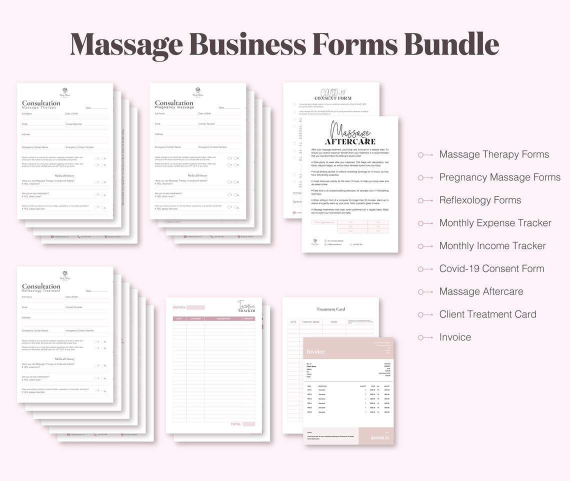 Massage Business Bundle | Massage Consultation Forms | Massage Consent ...