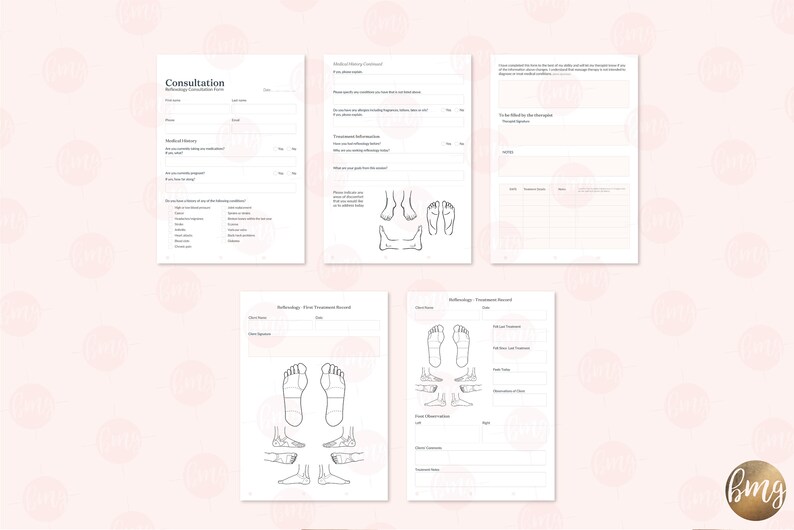 REFLEXOLOGY Consultation/consent Form With Treatment Record Sheet and ...