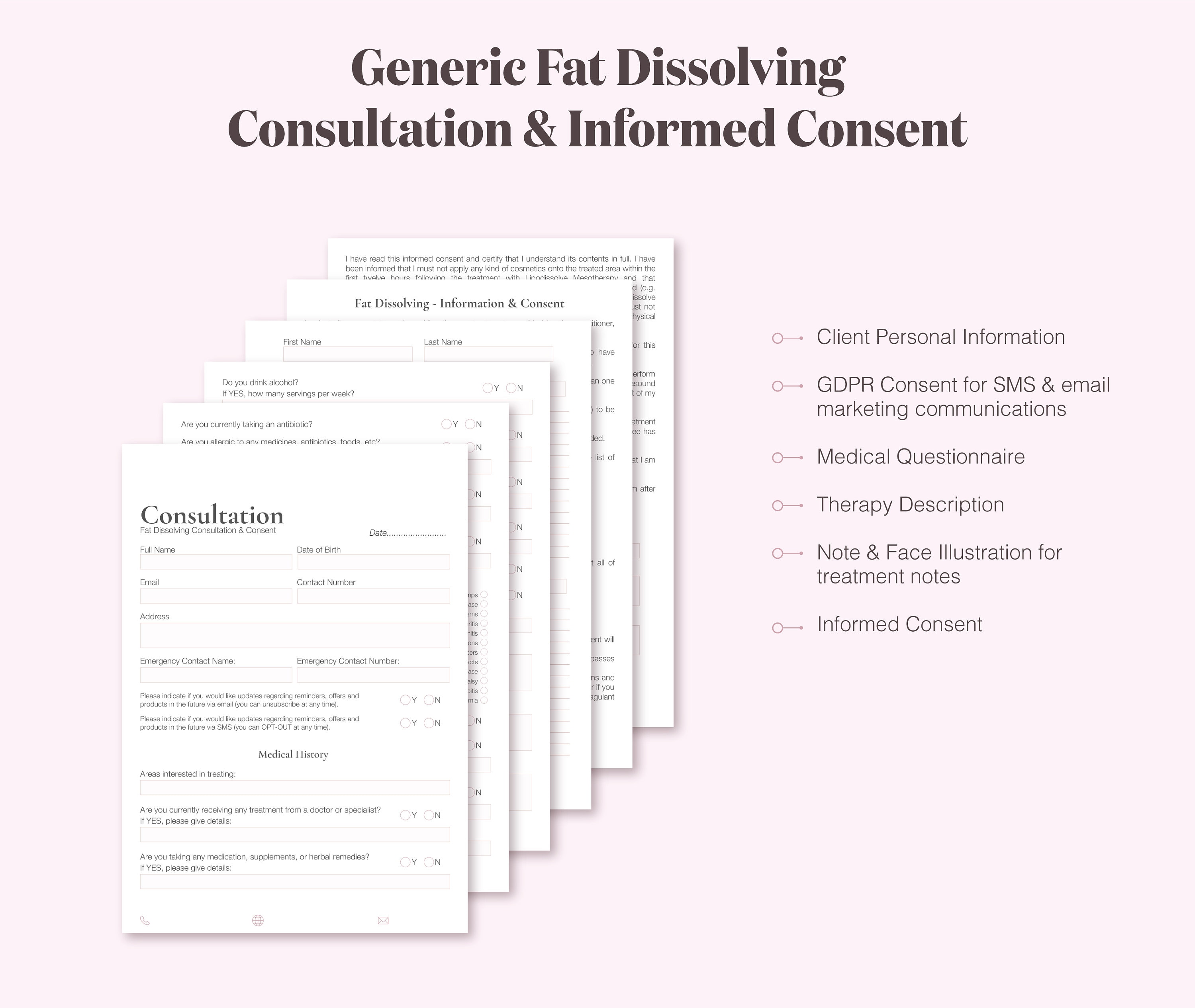 Fat Dissolving Consent Forms | FULLY EDITABLE | Aqualyx, Kybella ...