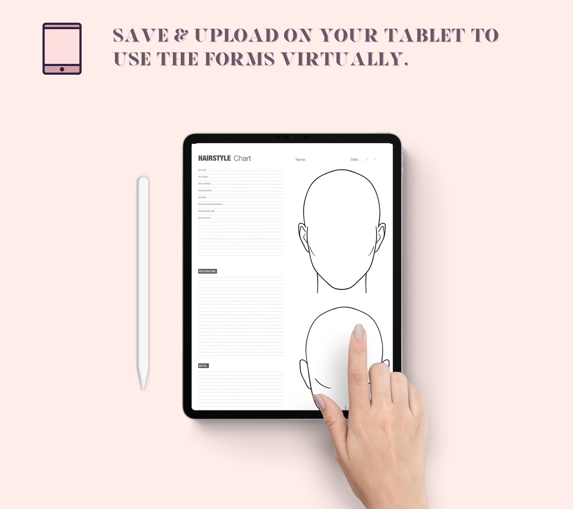 Printable Hairstyle Chart and Head Sheets. Hairdressing Head Sheets ...