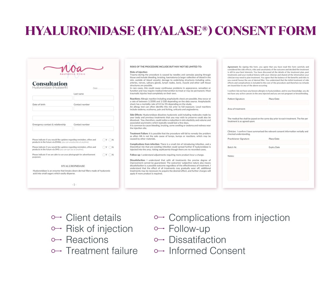 Hyaluronidase hyalase® Bundle. Hyalase Consent Form. Hyalase - Etsy Canada