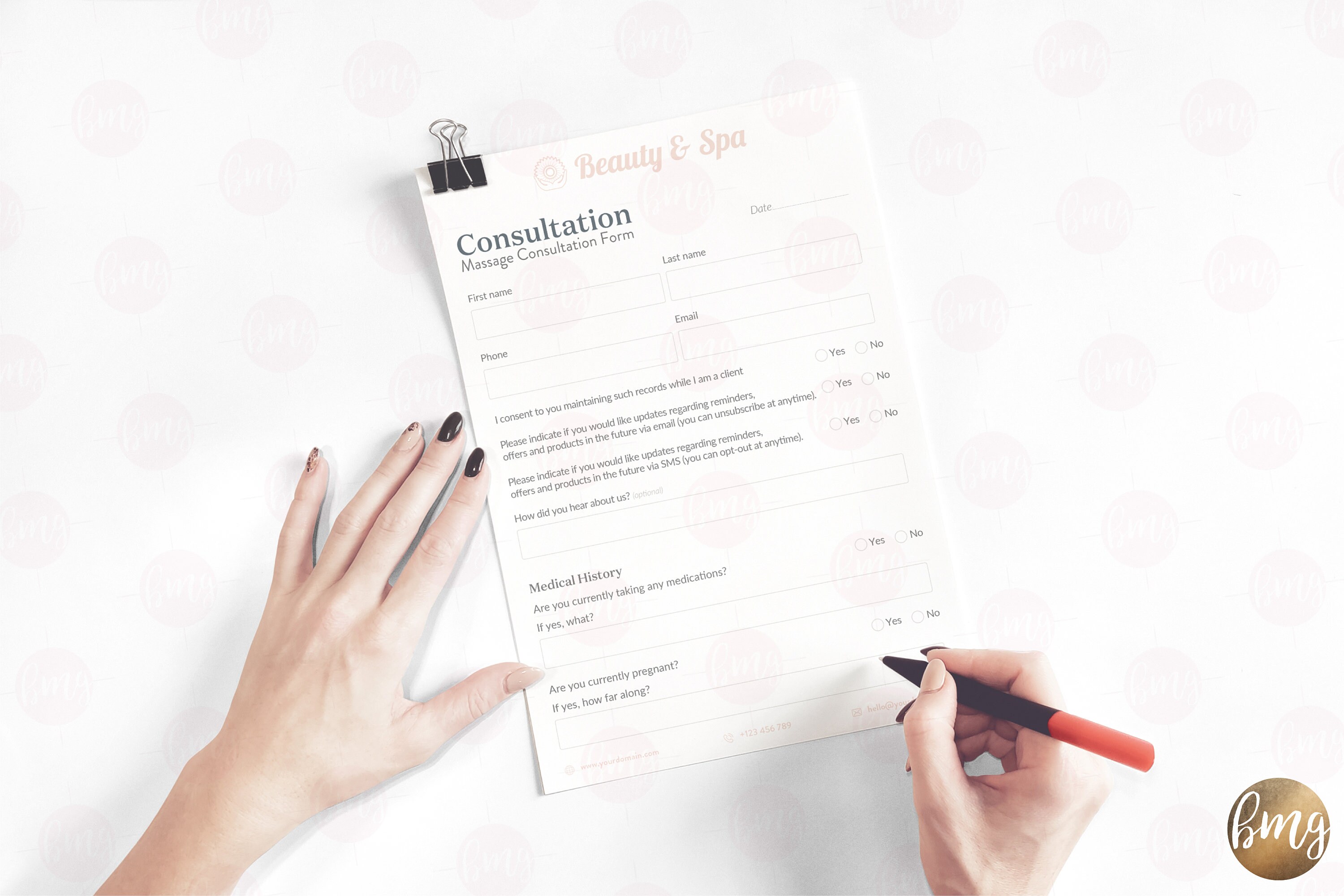 Massage Therapy Client Consultation Form. Hot Stones, Swedish, Head ...