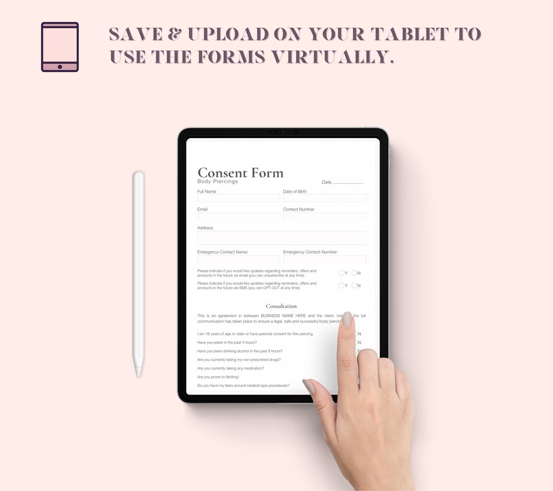 Body Piercing Forms. Informed Consent & Aftercare Advice. - Etsy