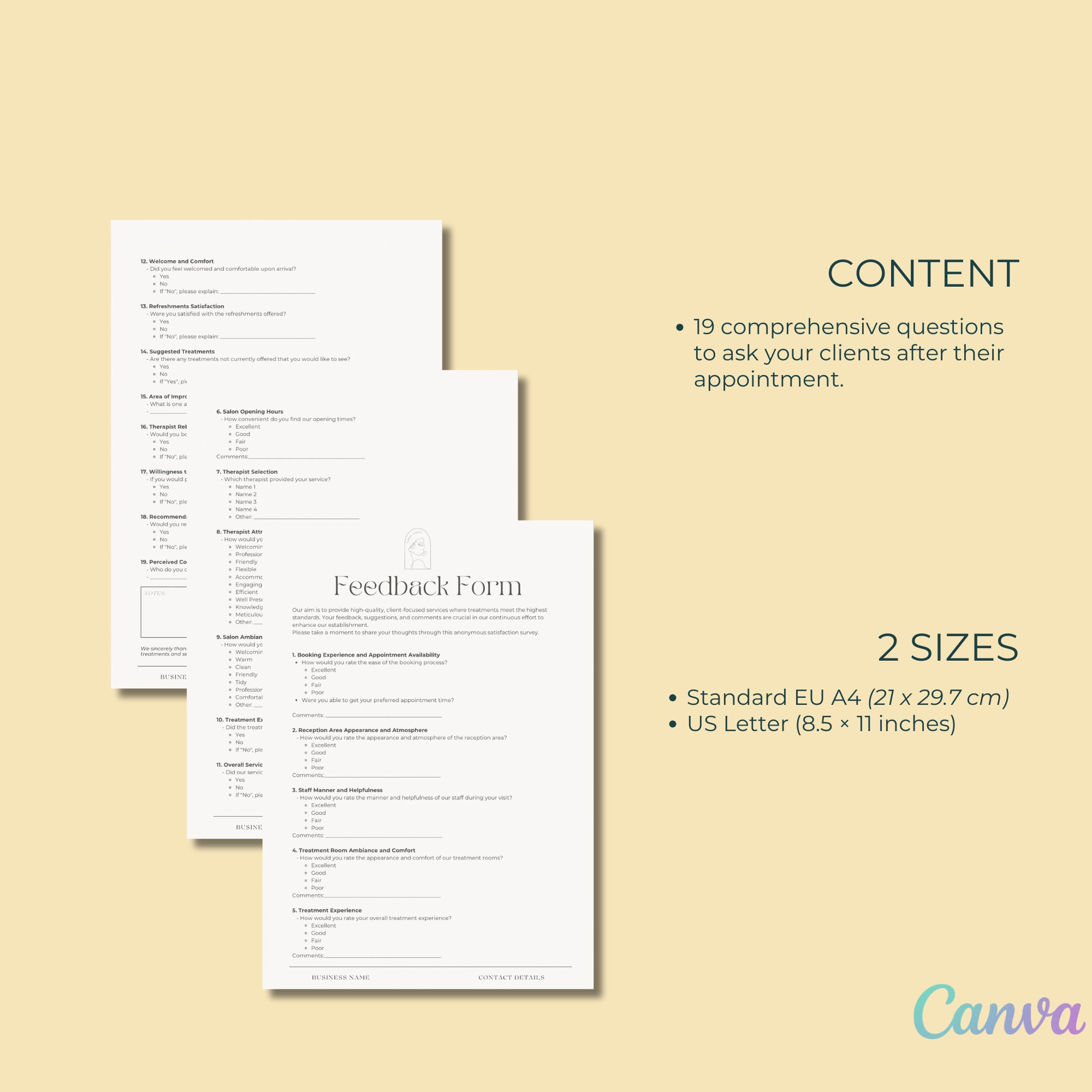 Customisable Feedback Form for Beauty Business. Printable & Editable ...
