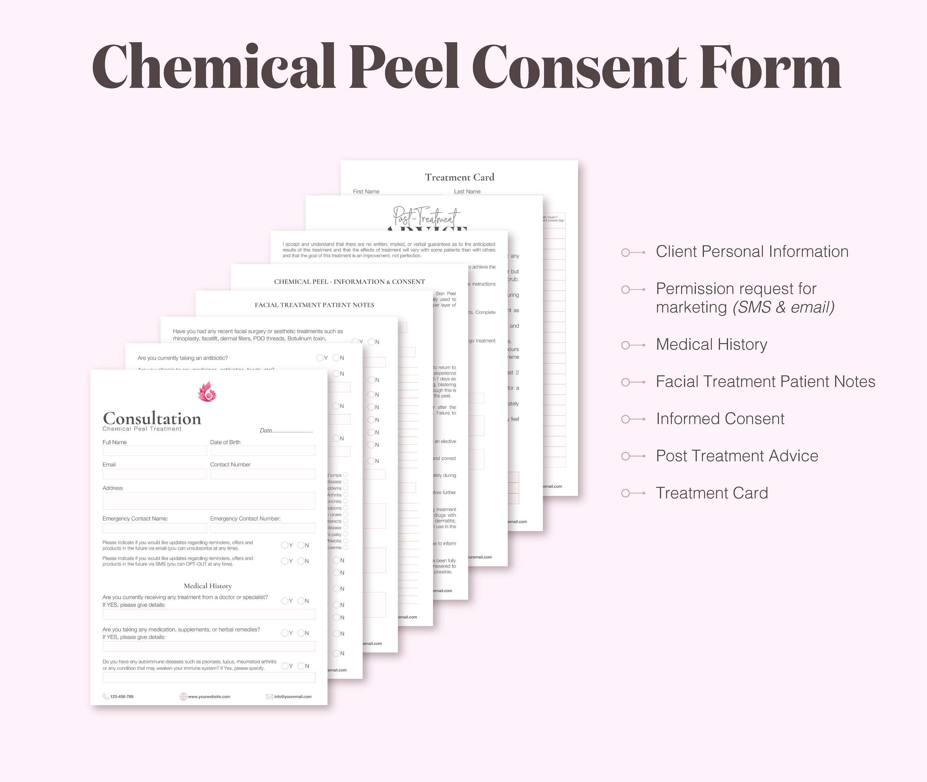 Chemical Peel Consent Form **FULLY EDITABLE** Facial Forms. Peels ...