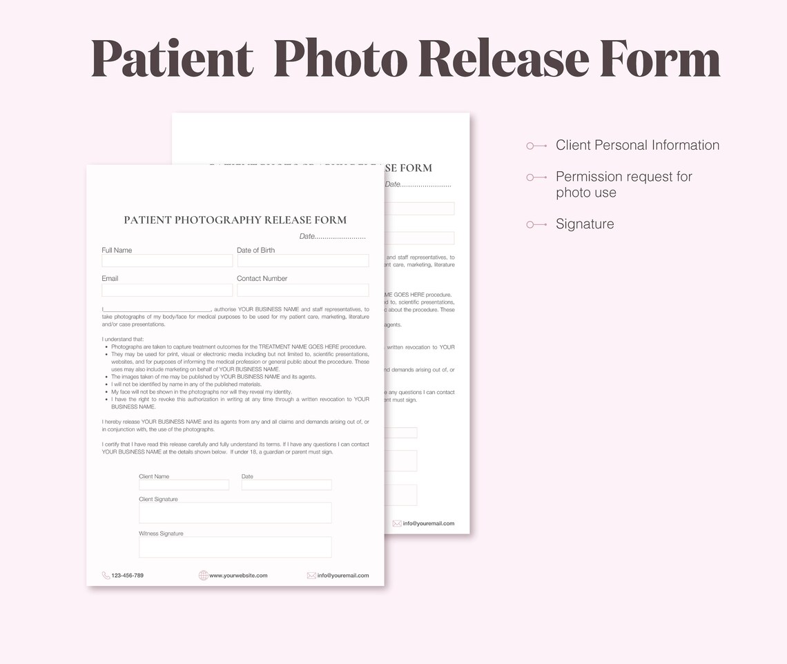 Photo & Video Release Form. Photo Consent Form for Beauty Salon ...