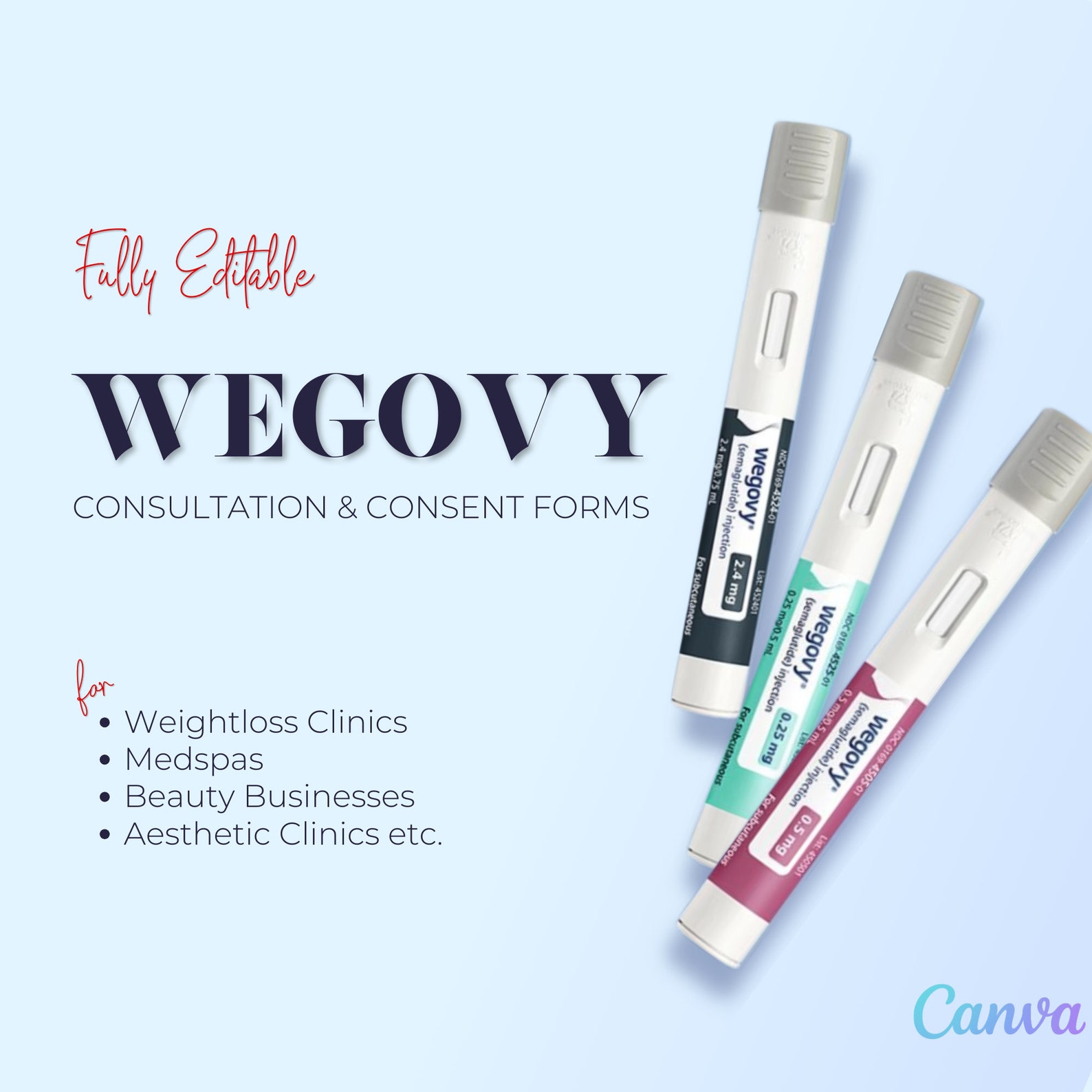 Wegovy Consultation and Consent Forms. Semaglutides Injections. Patient ...