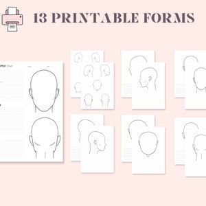 Printable Hairstyle Chart and Head Sheets. Hairdressing Head Sheets ...