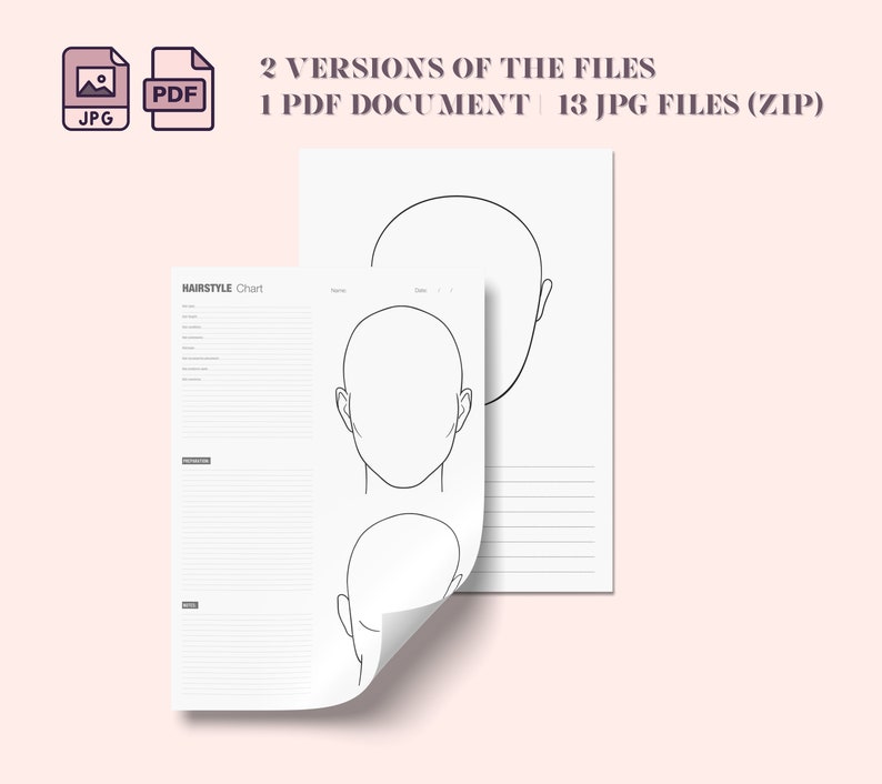Printable Hairstyle Chart and Head Sheets. Hairdressing Head Sheets ...