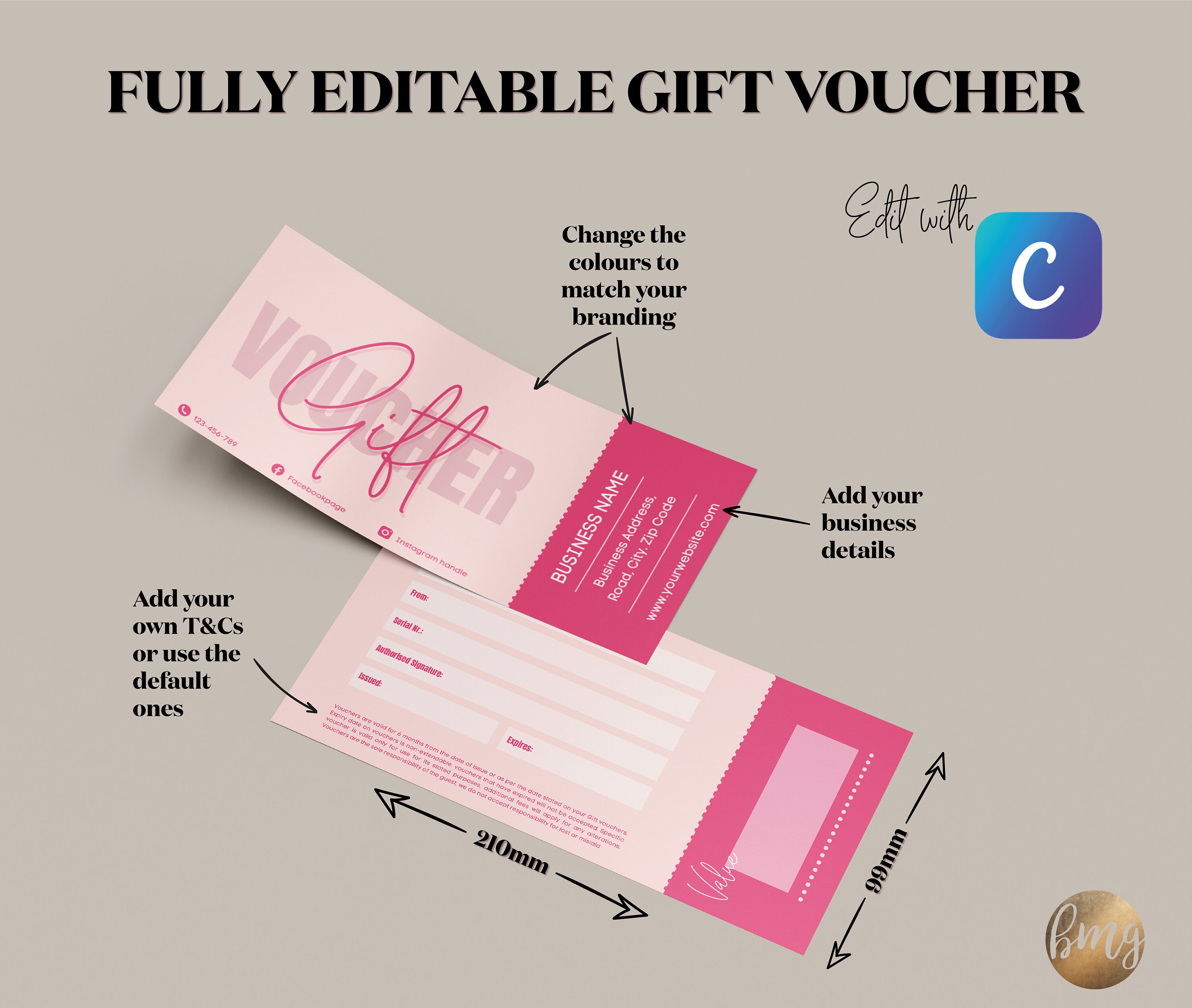 Editable Gift Card Template. Gift Certificate Template for Beauty Salon ...