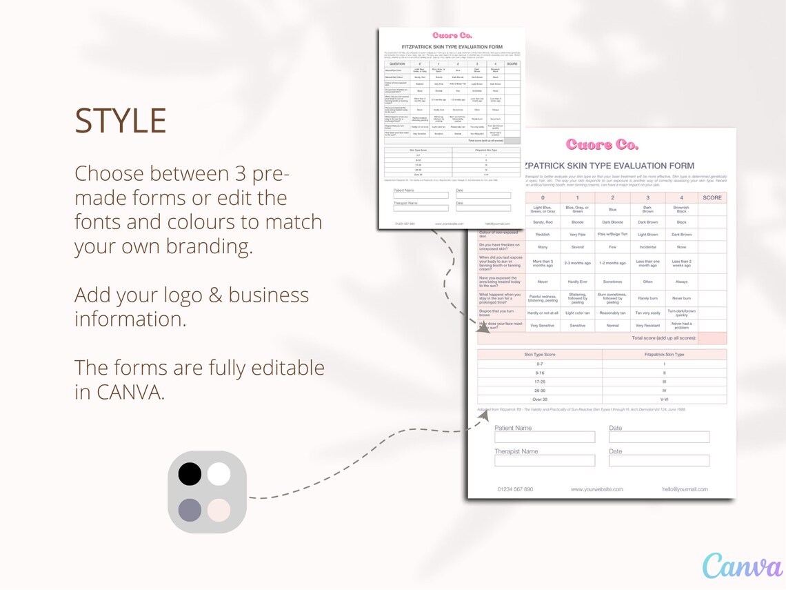 Fitzpatrick Skin Type Evaluation Form. Skin Type Questionnaire. Laser ...