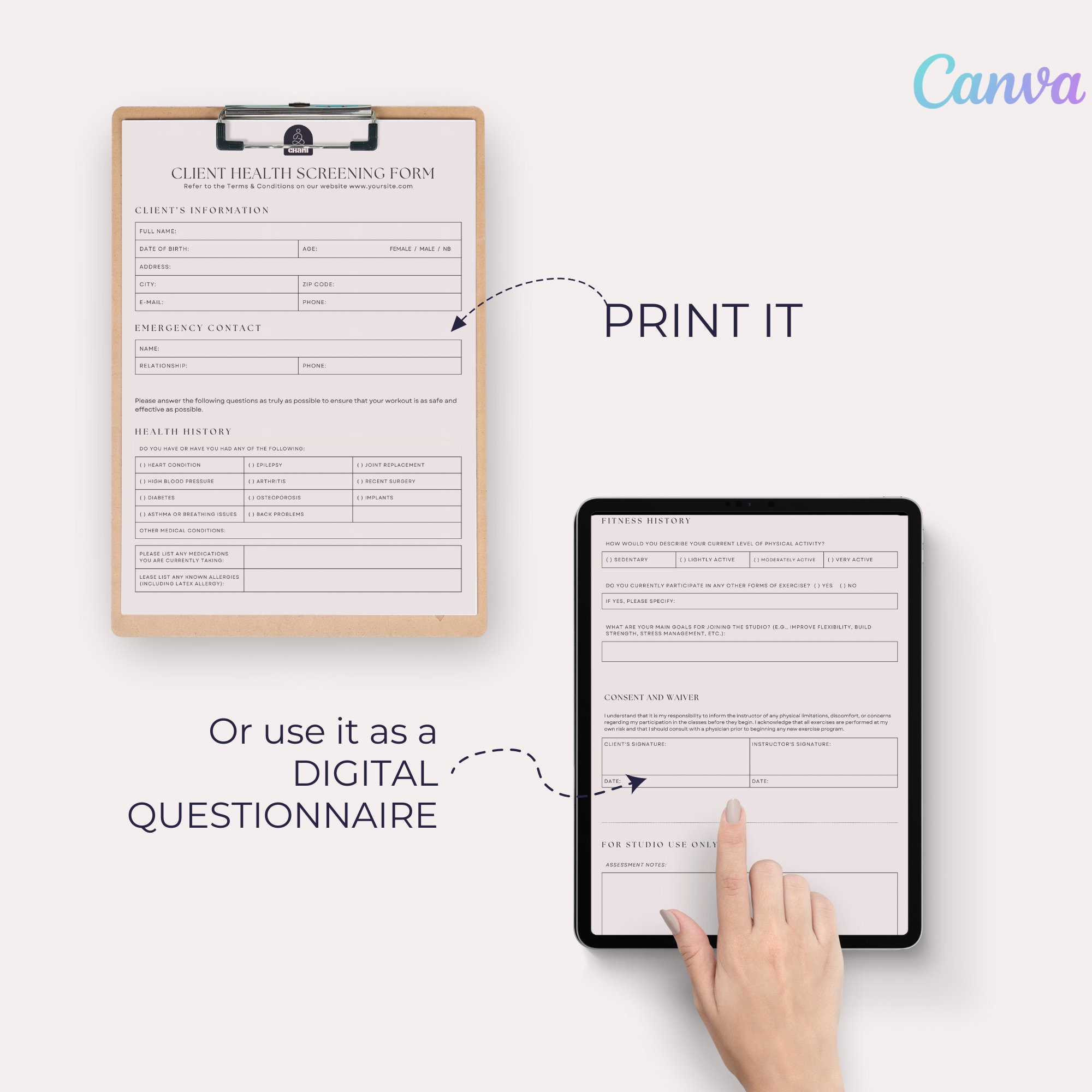 Comprehensive Health Screening Form Template for Fitness & Wellness ...