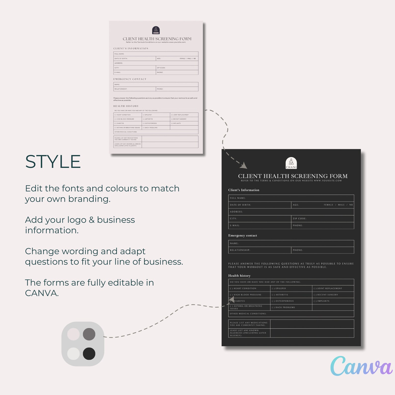 Comprehensive Health Screening Form Template for Fitness & Wellness ...