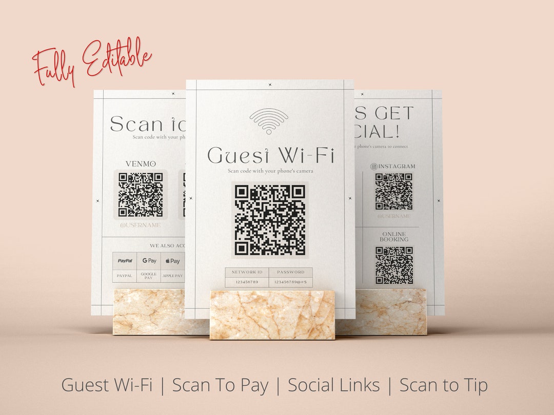 Reception Signs Templates. Fully Editable Scan-to-pay, Scan-to-tip ...