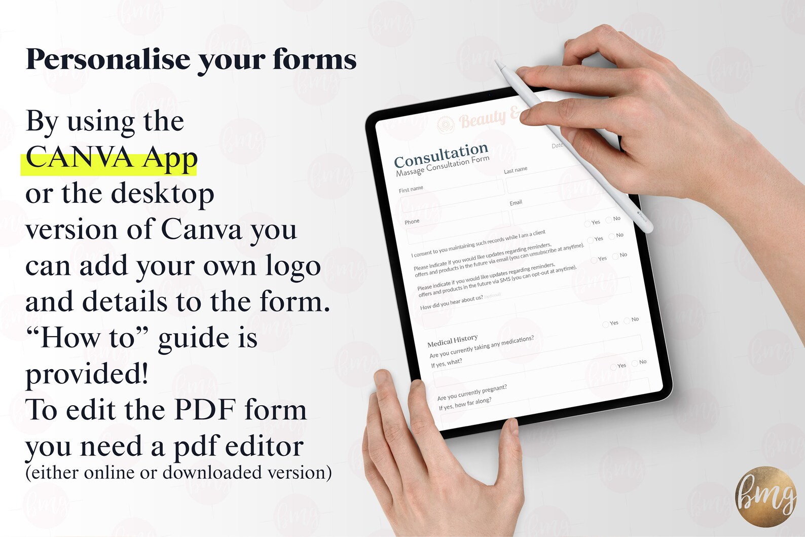 Massage Therapy Client Consultation Form. Hot Stones, Swedish, Head ...