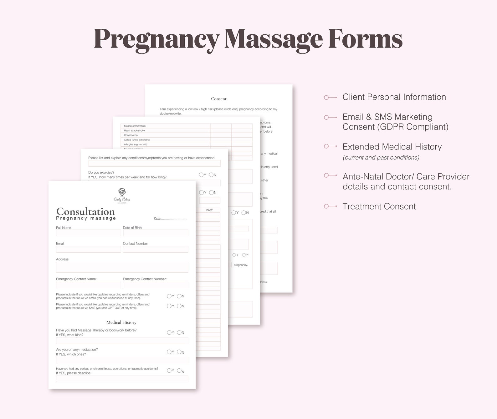 Massage Business Bundle Massage Consultation Forms Massage | Etsy