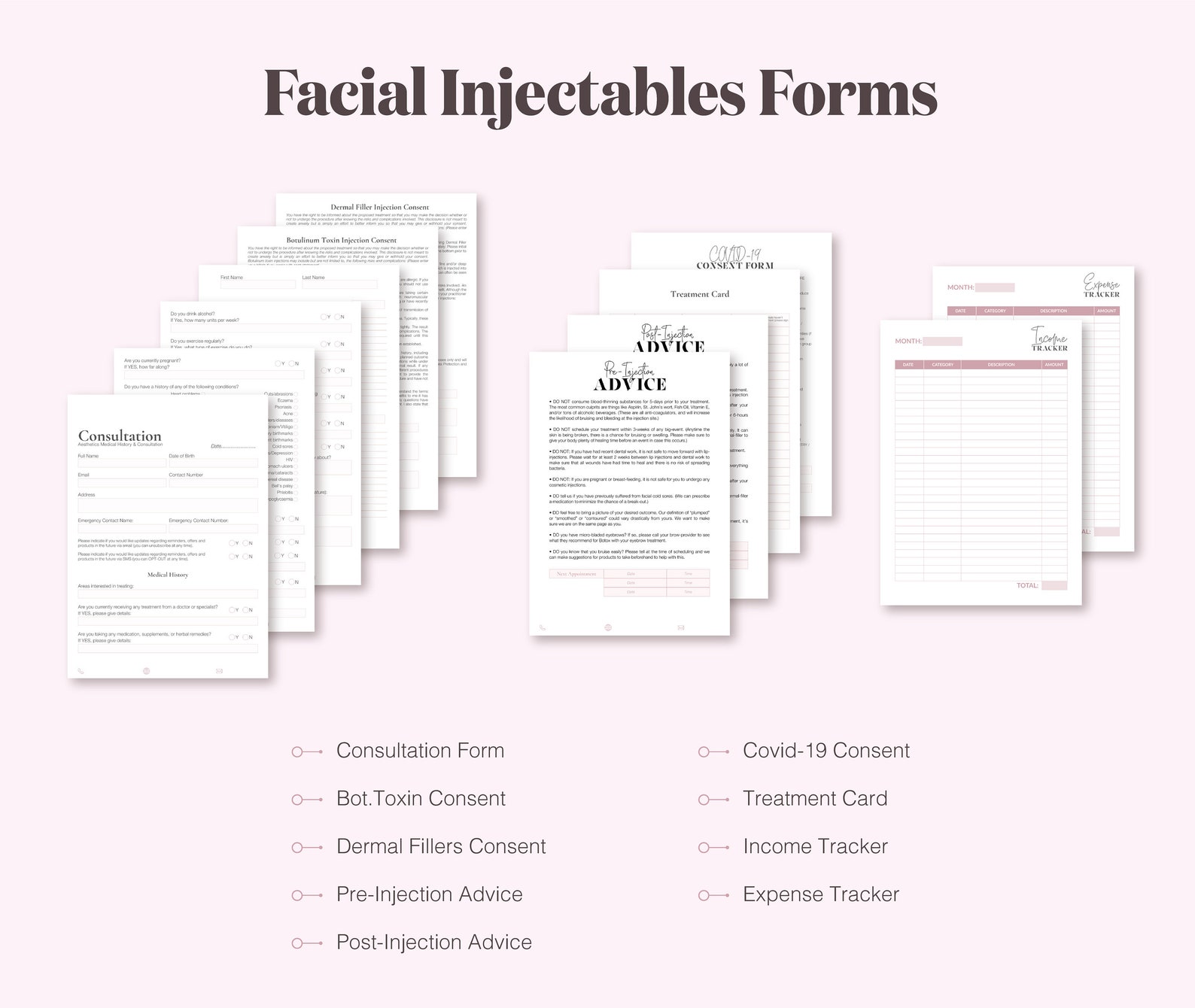 Injectables Forms: Botox, Dermal Filler, Injectables Consultation Forms ...