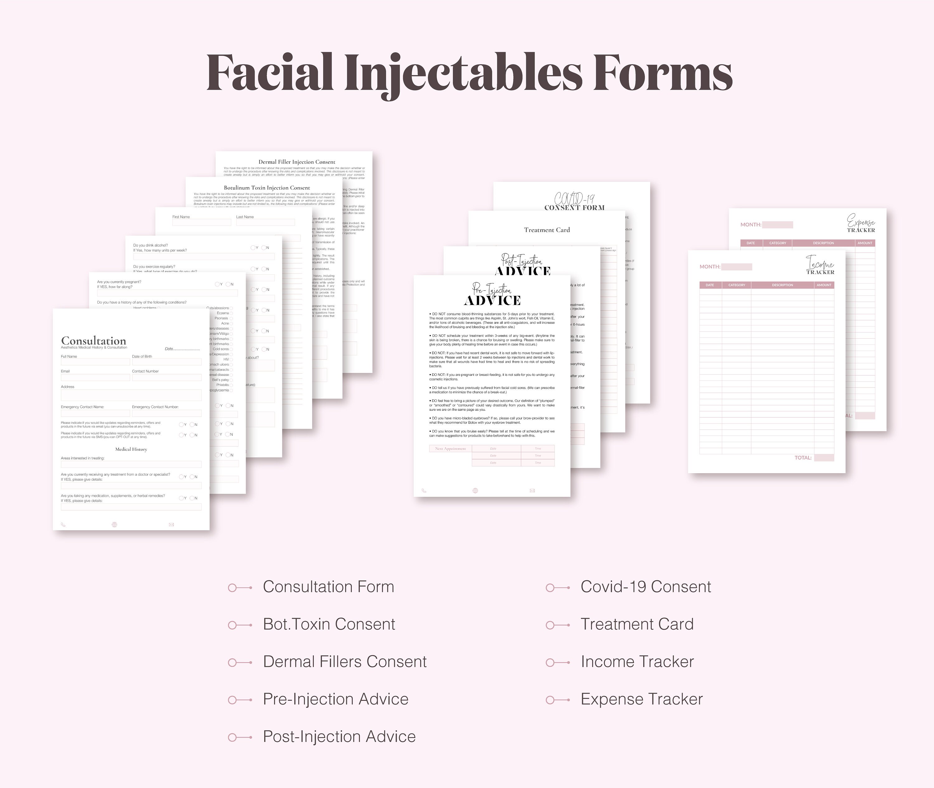 Injectables Forms: Botox Dermal Filler Injectables - Etsy