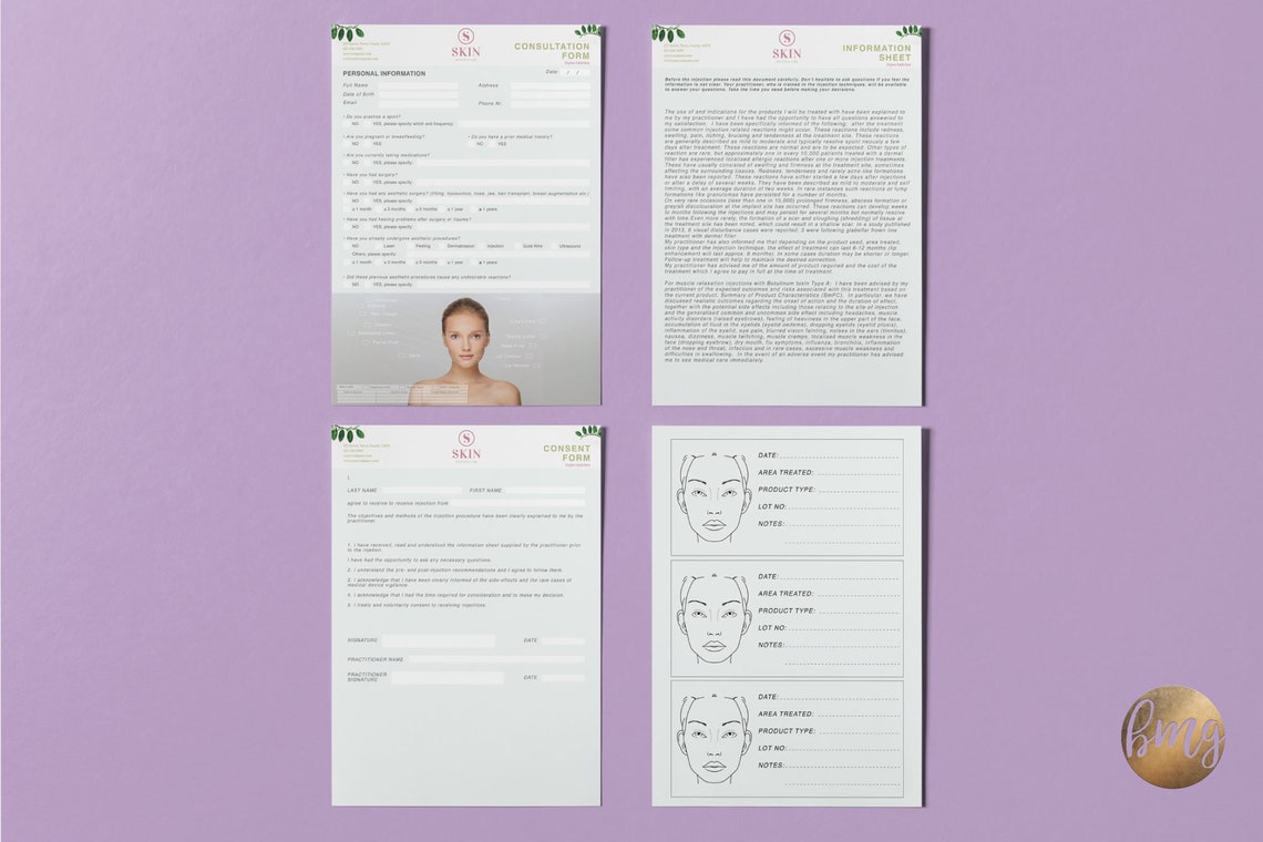 A4 Consultation & Consent Form for Injectables Botox | Etsy