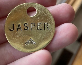 Deeply Engraved Solid Brass Dog Tag 39mm Round - Etsy