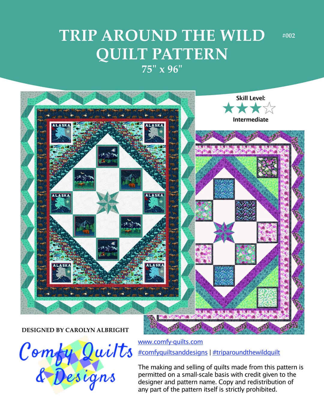 Trip Around the Wild Quilt Pattern 75" X 96" - PDF - Etsy