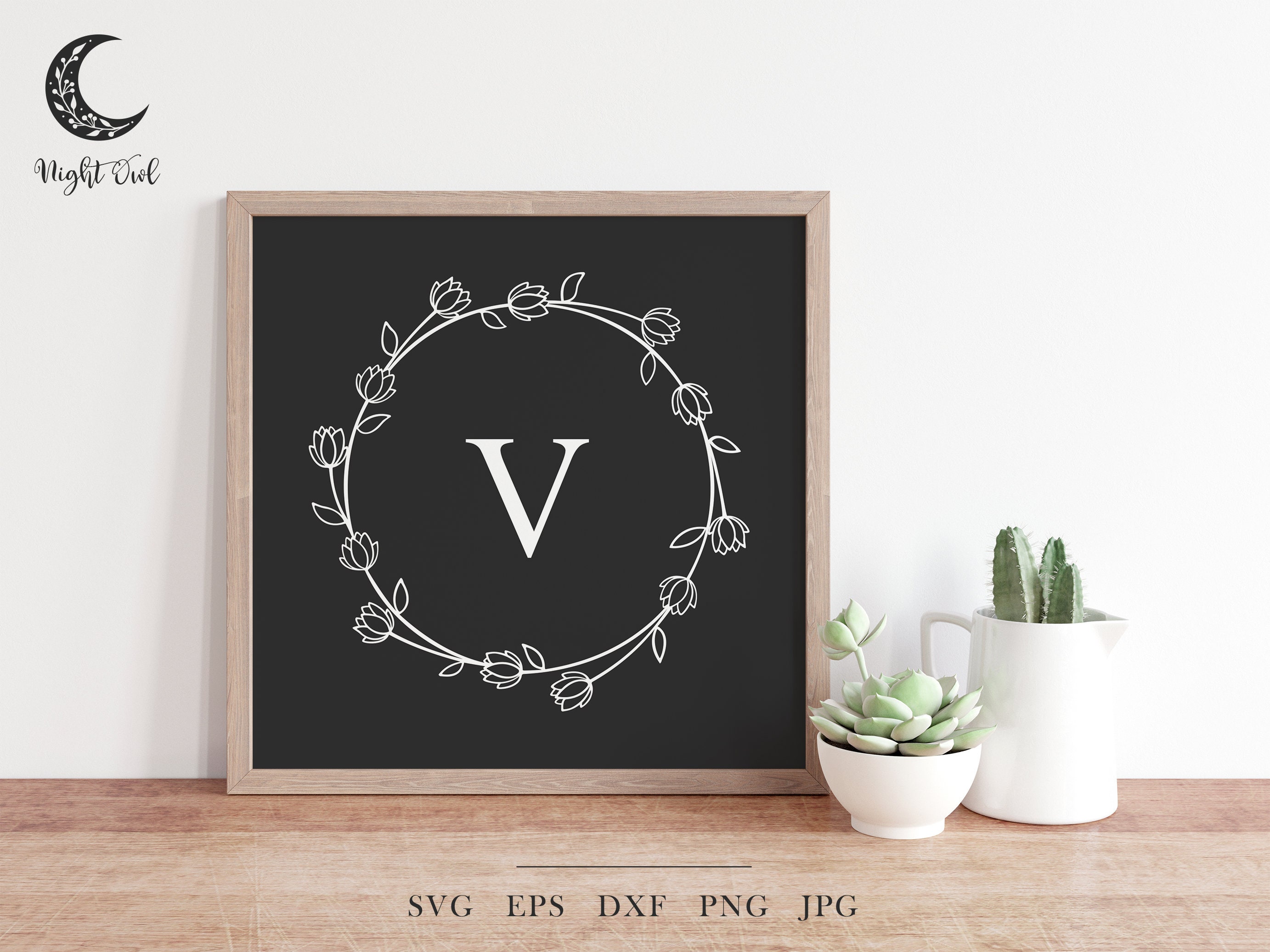 Tulip Wreath SVG Tulip Svg Monogram Frame Circle (Instant Download) - Etsy