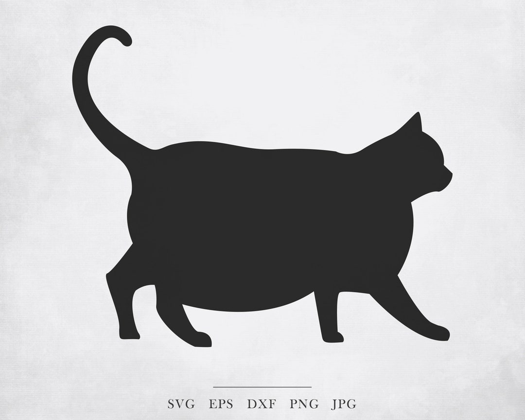 Cat Silhouette SVG - Fat Cat Svg, Fur Mama Svg, Kitten Svg, Cat Svg ...