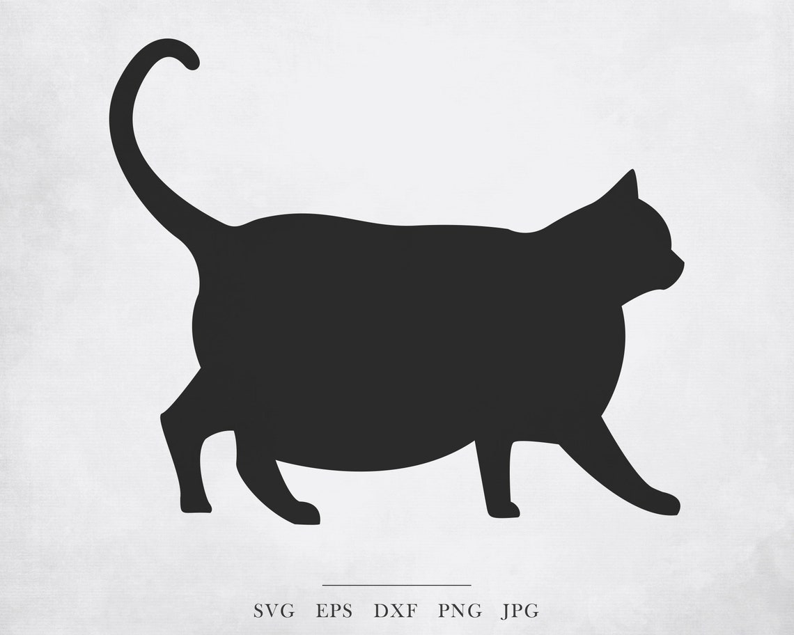 Cat Silhouette SVG - Fat Cat Svg, Fur Mama Svg, Kitten Svg, Cat Svg ...