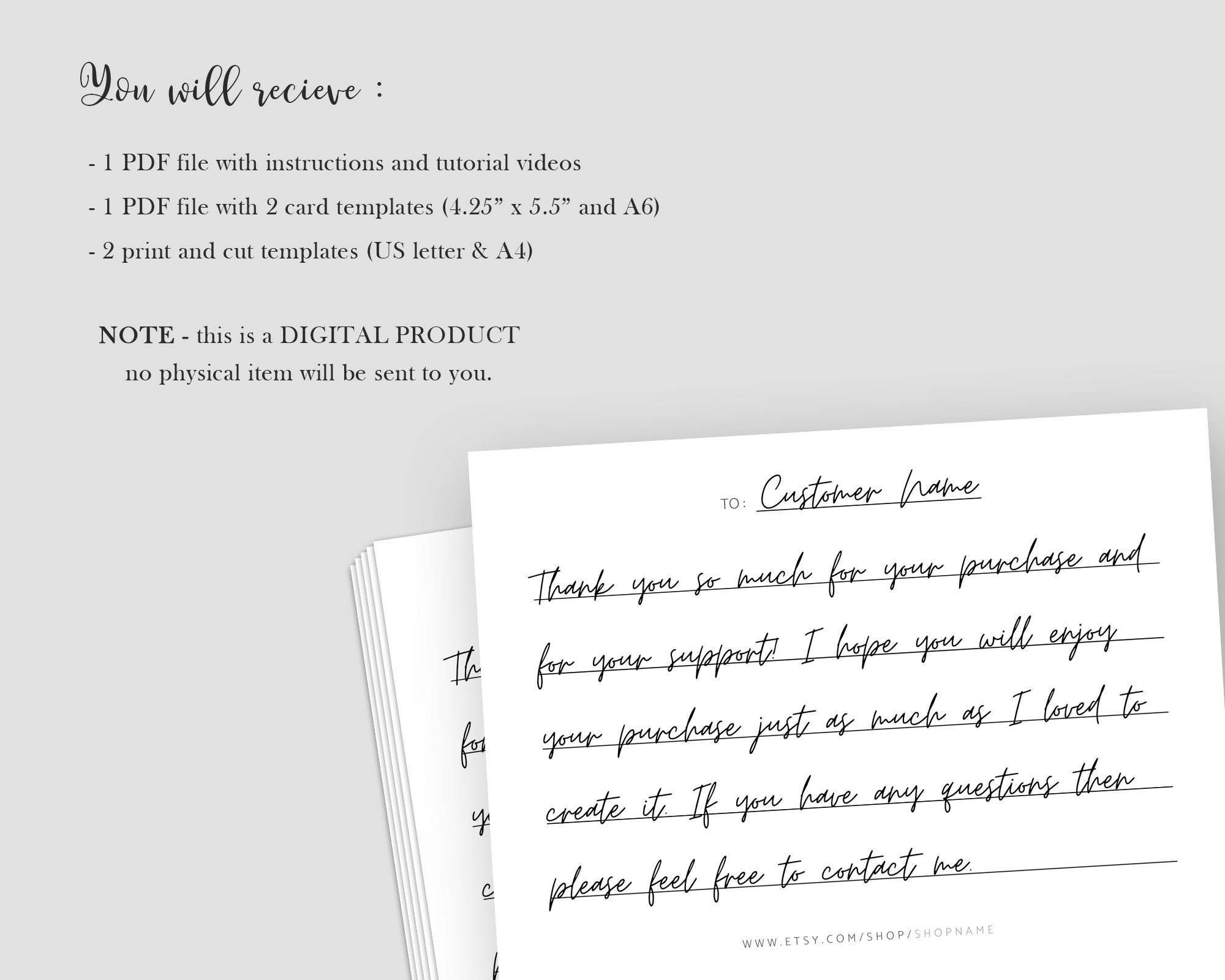 Thank You Card Backside Template Canva Simple Business Card - Etsy