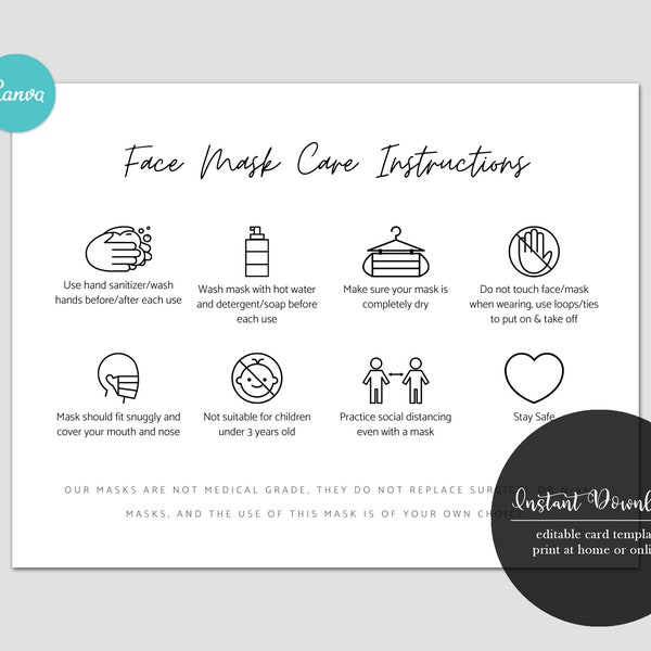Mask Care Card - Etsy