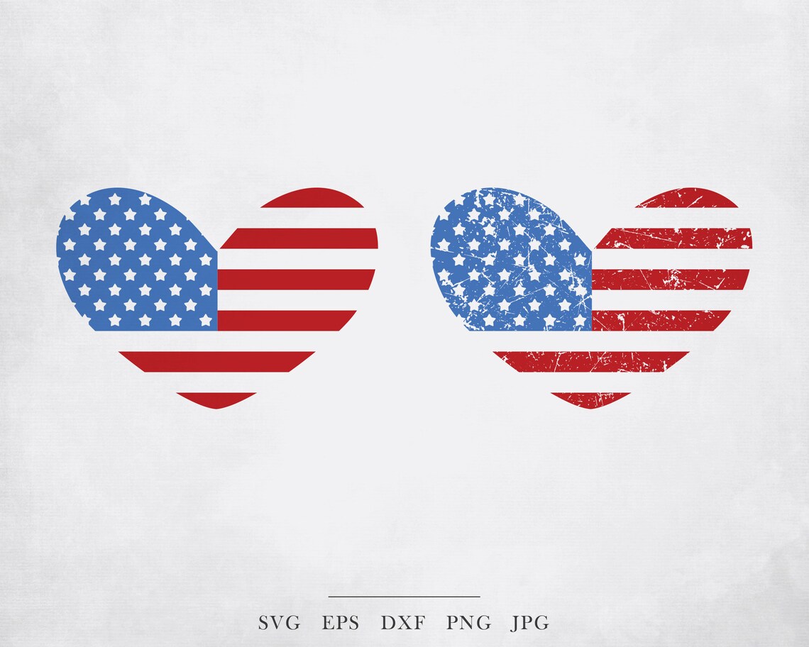 American Flag Heart SVG Bundle America svg stars and | Etsy
